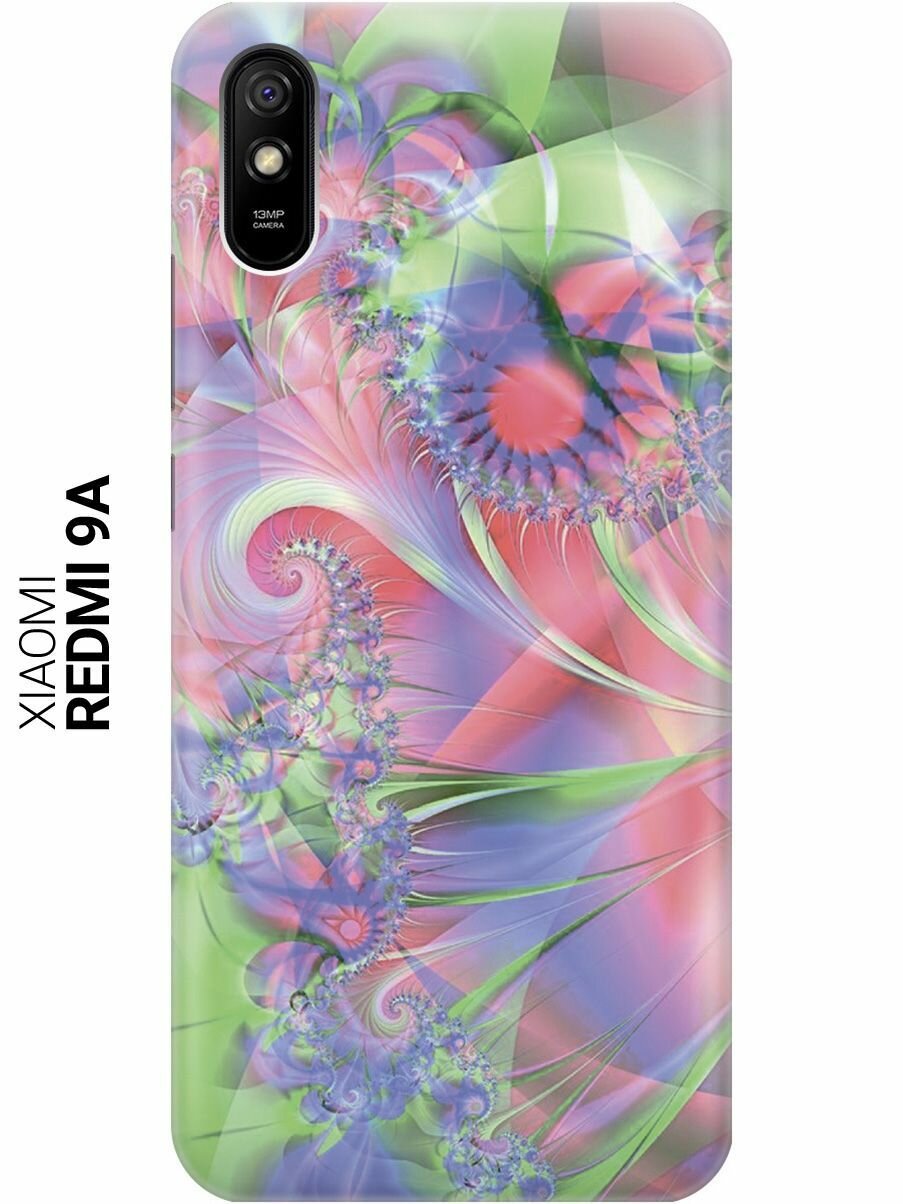 Силиконовый чехол на Xiaomi Redmi 9A, Сяоми Редми 9А с принтом "Красно-зеленая абстракция"