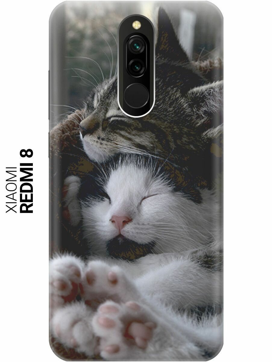 Силиконовый чехол на Xiaomi Redmi 8, Сяоми Редми 8 с принтом "Отдыхающие котики"
