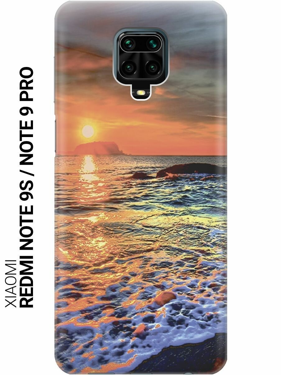 Силиконовый чехол на Xiaomi Redmi Note 9s, Note 9 Pro, Сяоми Редми Ноут 9с, Ноут 9 Про с принтом "Закат на море"