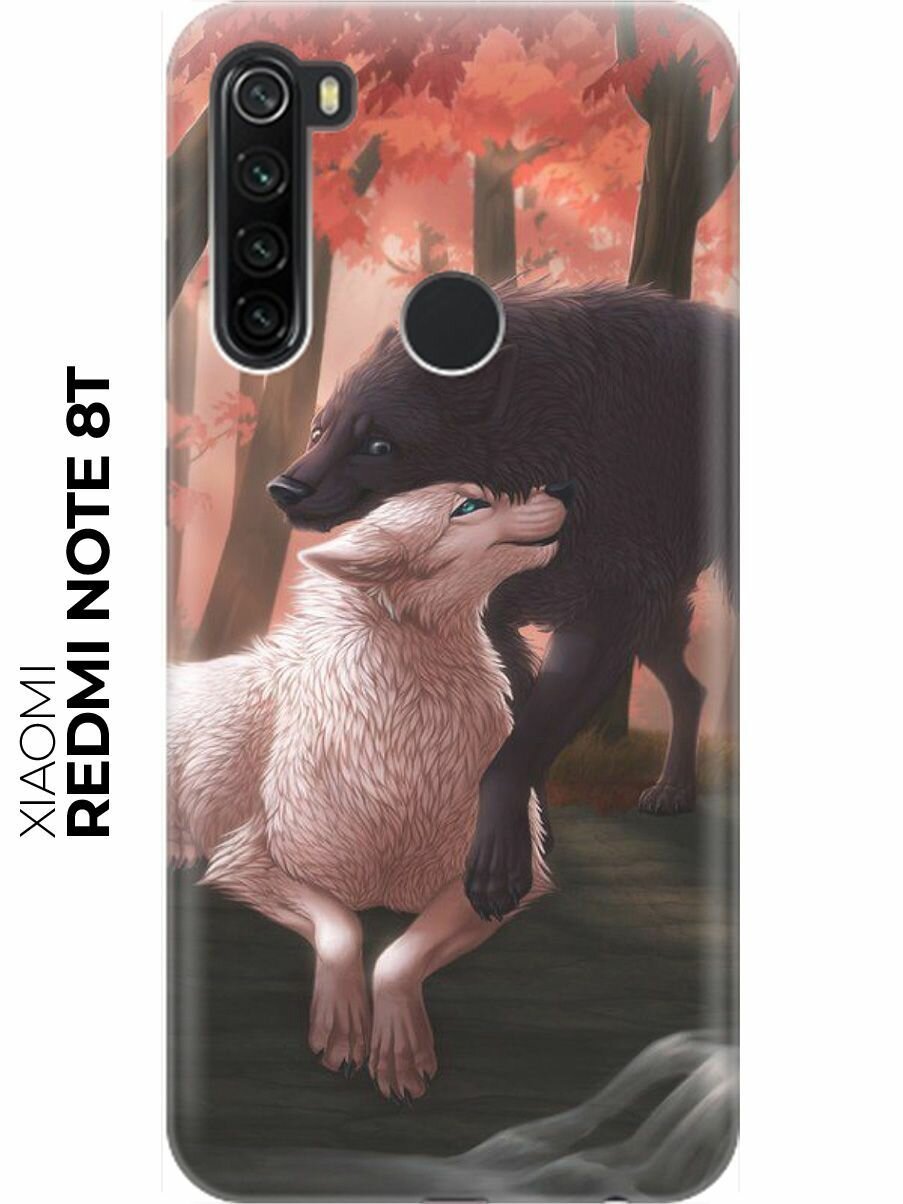 Накладка Transparent для Xiaomi Redmi Note 8T с принтом "Влюбленные волки"