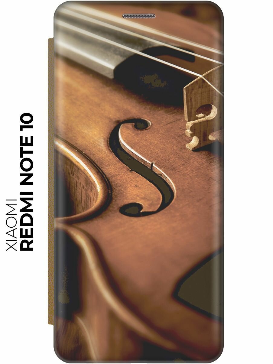 Чехол-книжка Струны скрипки на Xiaomi Redmi Note 10 / Note 10S / Poco M5s / Сяоми Редми Ноут 10 / Ноут 10С / Поко М5с золотой