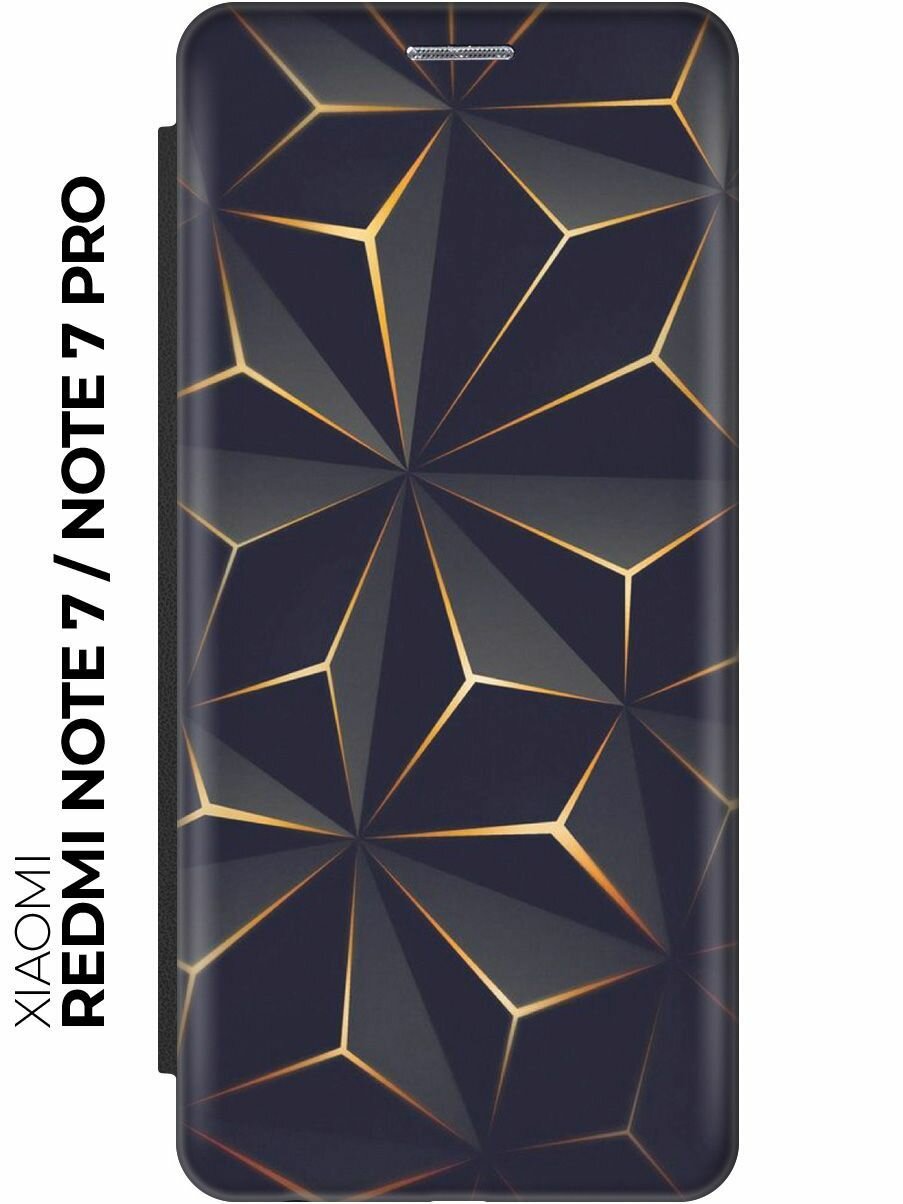 Чехол-книжка Графитовый узор на Xiaomi Redmi Note 7 / Note 7 Pro / Сяоми Редми Ноут 7 / Ноут 7 Про черный