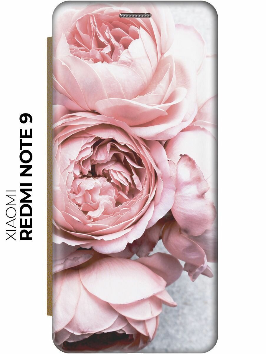 Чехол-книжка Нежность на Xiaomi Redmi Note 9 / Сяоми Редми Ноут 9 золотой