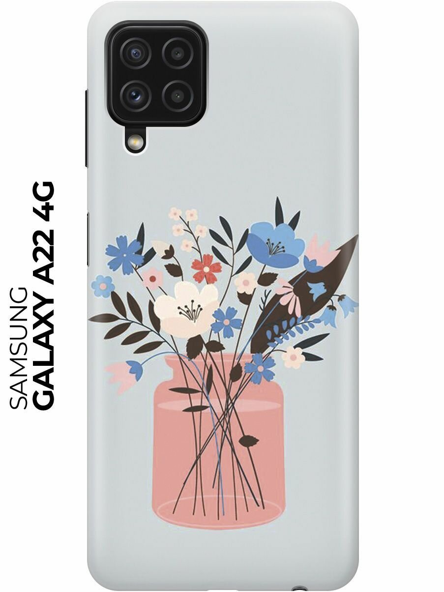 Силиконовый чехол Букет на голубом на Samsung Galaxy A22 / M32 / M22 / Самсунг А22 / М32 / М22