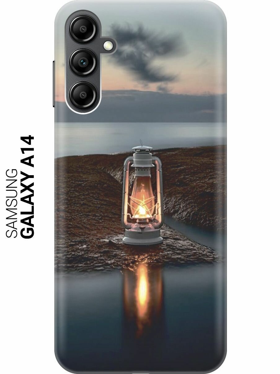 Силиконовый чехол на Samsung Galaxy A14, Самсунг А14 с принтом "Фонарь на берегу"
