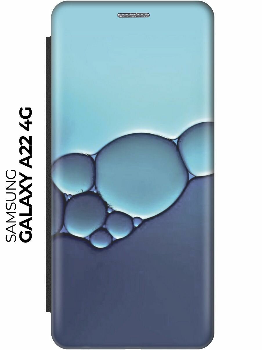 Чехол-книжка Голубые пузырьки на Samsung Galaxy A22 / M32 / M22 / Самсунг А22 / М32 / М22 черный