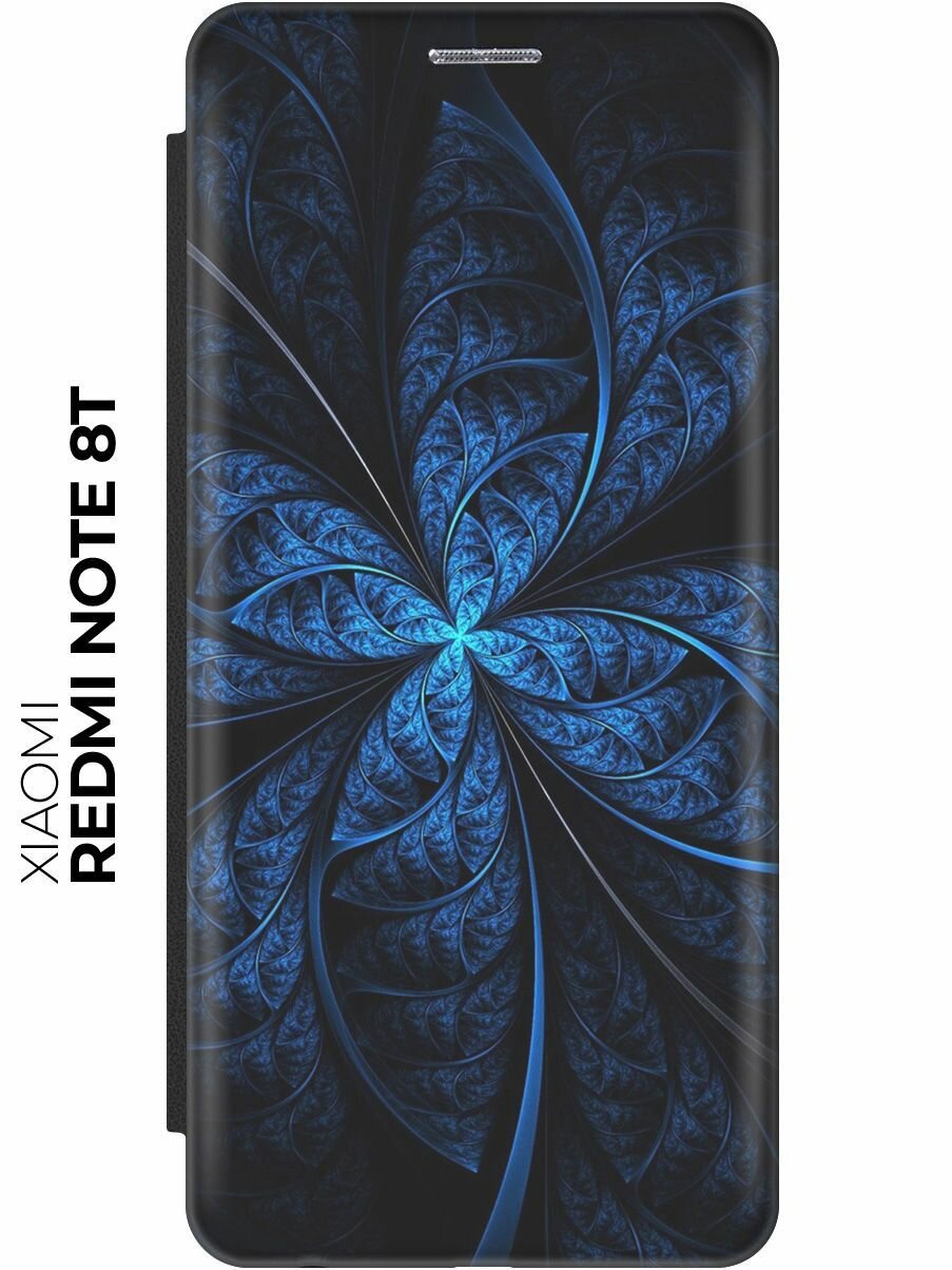 Чехол-книжка Темно-синяя абстракция на Xiaomi Redmi Note 8T / Сяоми Редми Ноут 8Т черный