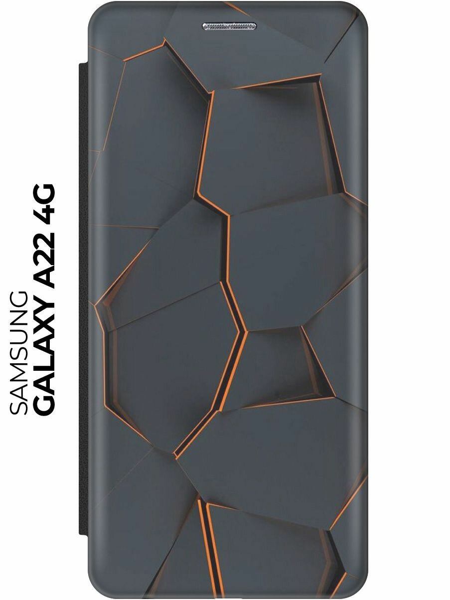 Чехол-книжка Графитовый излом на Samsung Galaxy A22 / M32 / M22 / Самсунг А22 / М32 / М22 черный