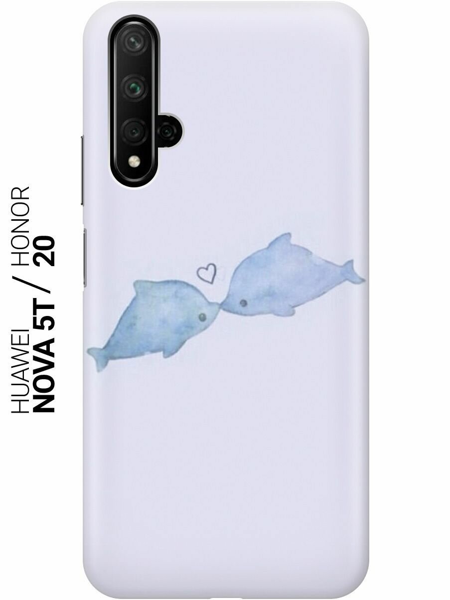 Силиконовый чехол на Honor 20, Huawei Nova 5T, Хонор 20, Хуавей Нова 5Т с принтом "Дельфинчики"