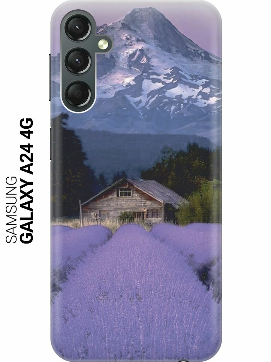Силиконовый чехол на Samsung Galaxy A24, Самсунг А24 с принтом "Лавандовое поле в горах"