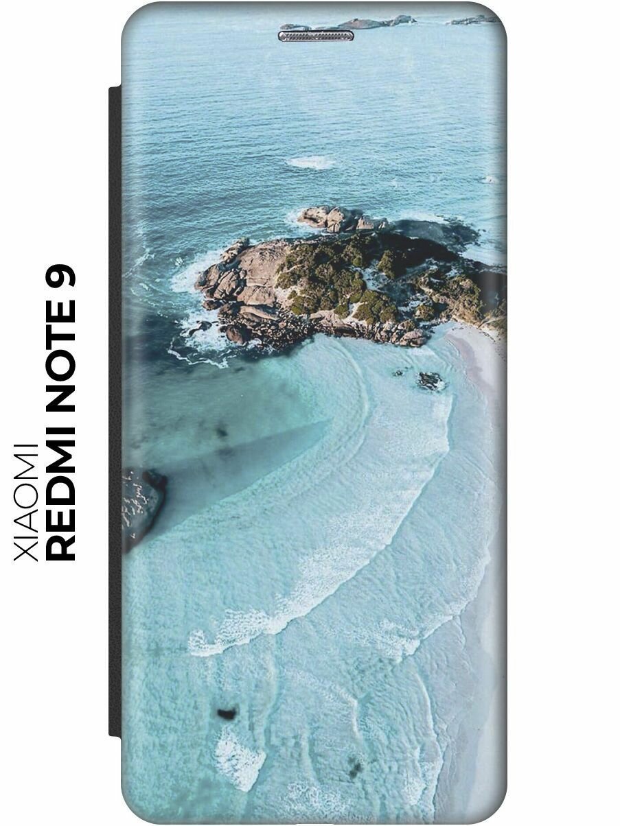 Чехол-книжка Одинокий остров на Xiaomi Redmi Note 9 / Сяоми Редми Ноут 9 черный