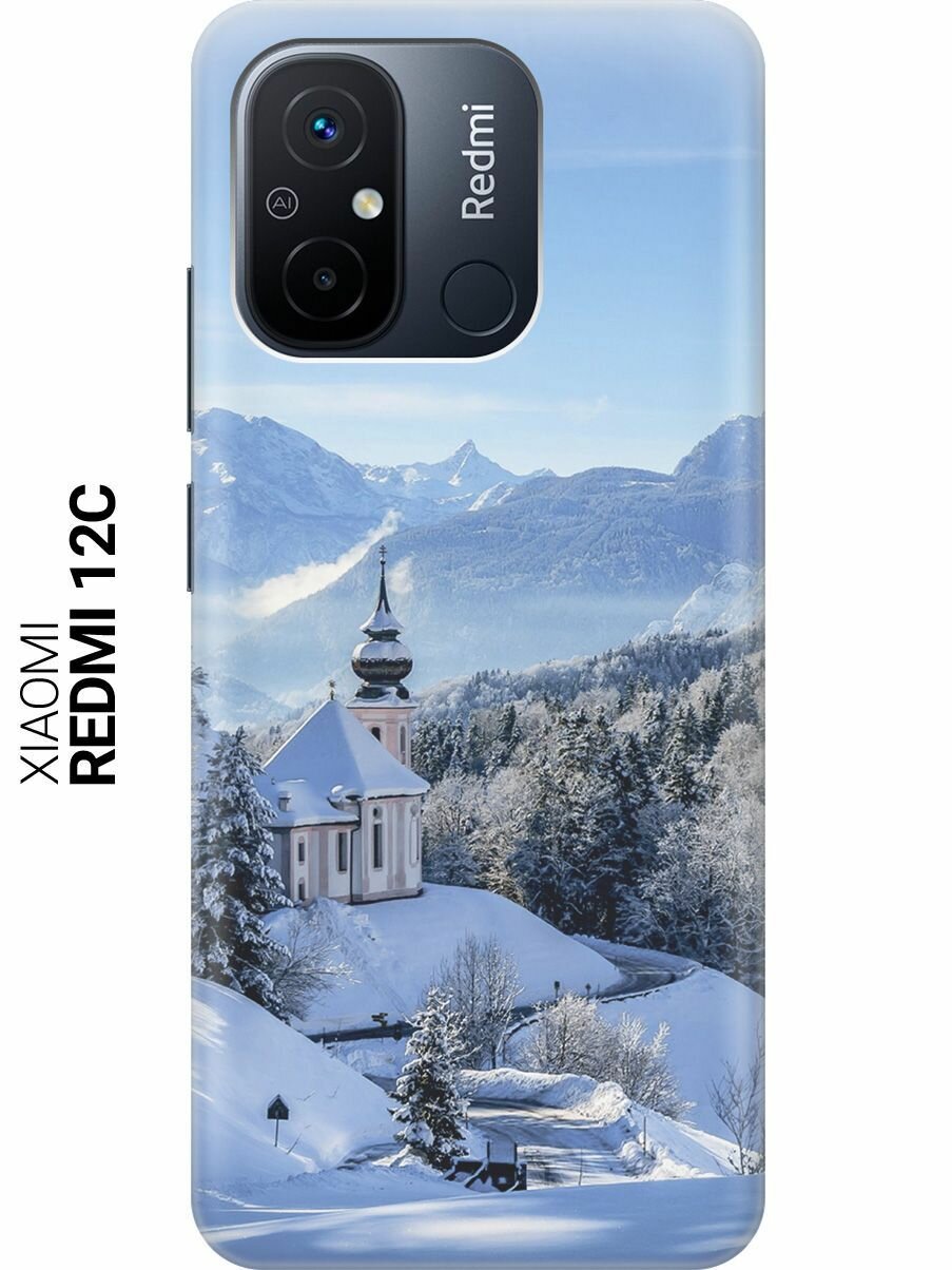 Силиконовый чехол на Xiaomi Redmi 12C, Сяоми Редми 12С с принтом "Заснеженные горы"