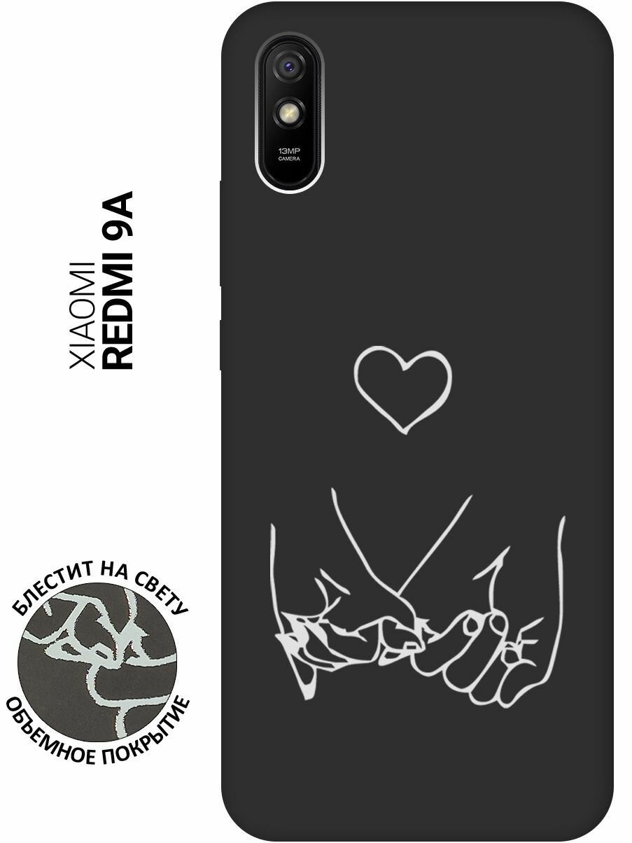 Матовый Soft Touch силиконовый чехол на Xiaomi Redmi 9A, Сяоми Редми 9А с 3D принтом "Lovers Hands W" черный