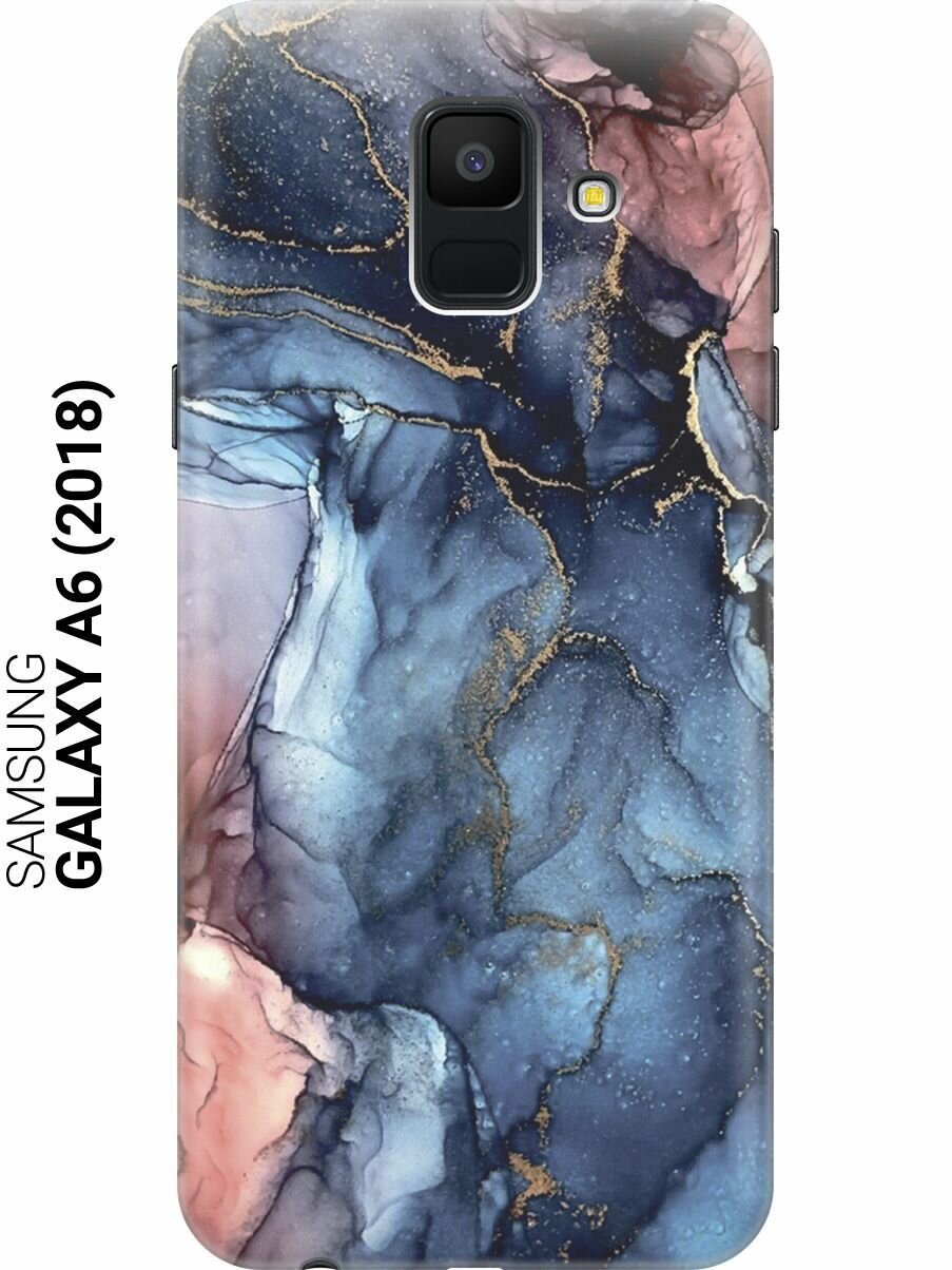Силиконовый чехол на Samsung Galaxy A6 (2018), Самсунг А6 2018 с принтом "Сине-розовый мрамор"