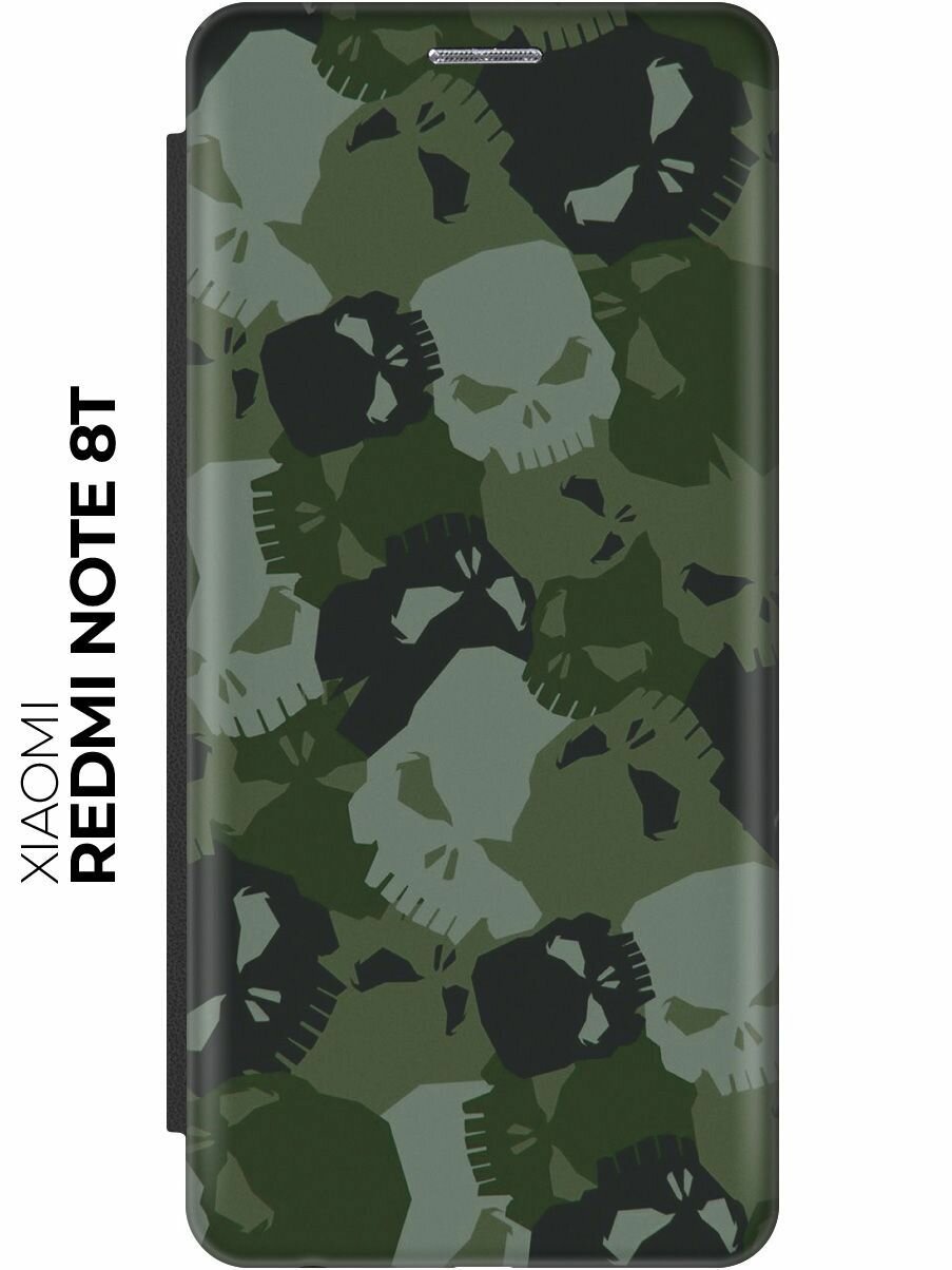 Чехол-книжка Камуфляжные черепа на Xiaomi Redmi Note 8T / Сяоми Редми Ноут 8Т черный