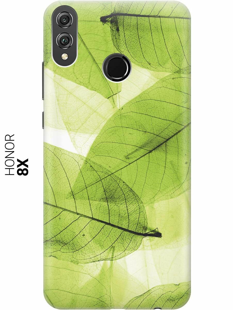 Ультратонкий силиконовый чехол-накладка для Honor 8X с принтом "Зеленые листья"