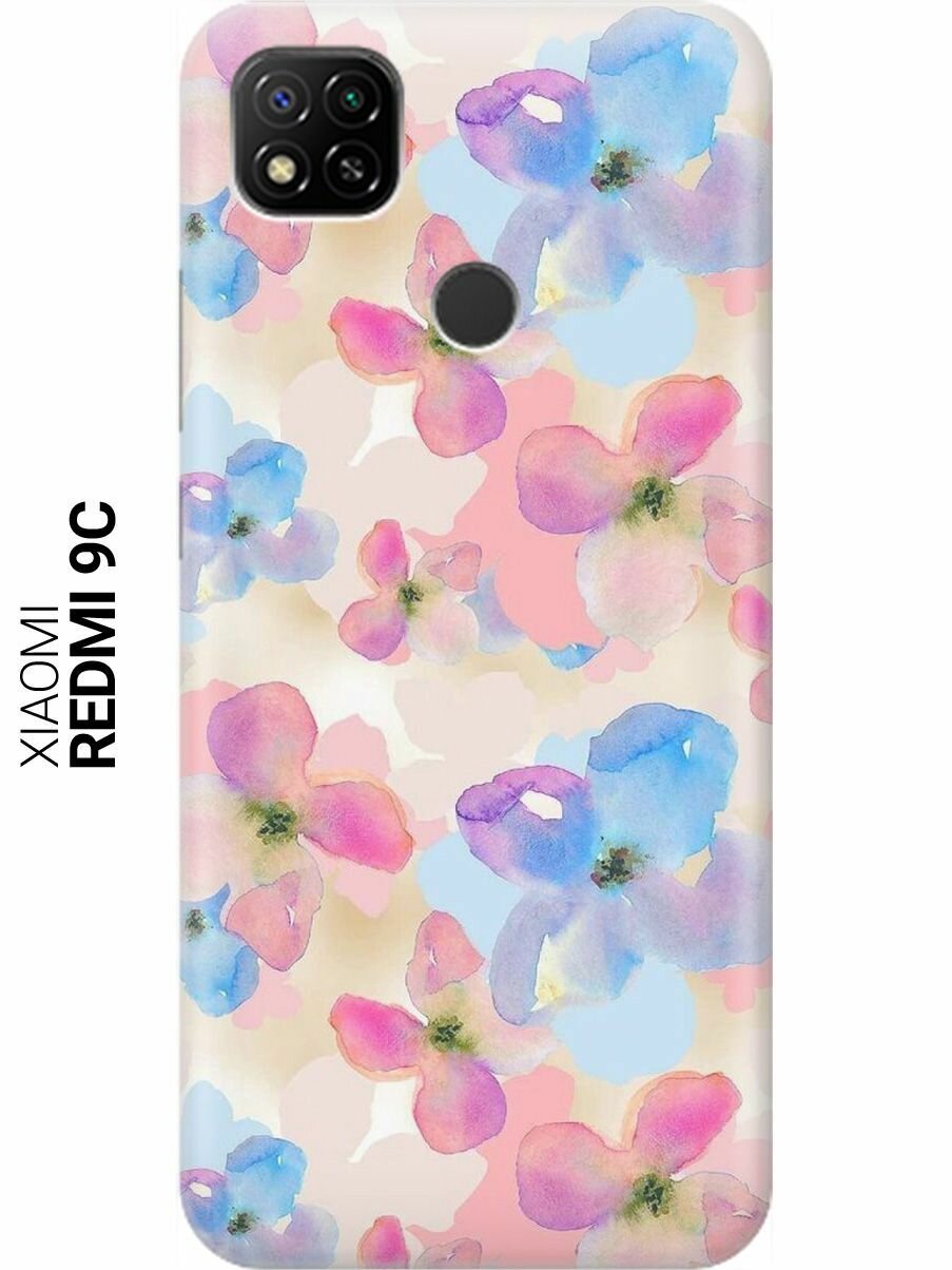 Ультратонкий силиконовый чехол-накладка для Xiaomi Redmi 9C с принтом "Фиалки акварелью"