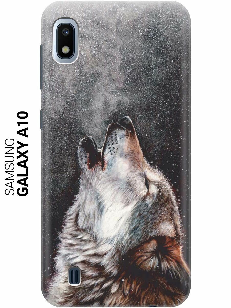 Ультратонкий силиконовый чехол-накладка для Samsung Galaxy A10 с принтом "Морозный волк"