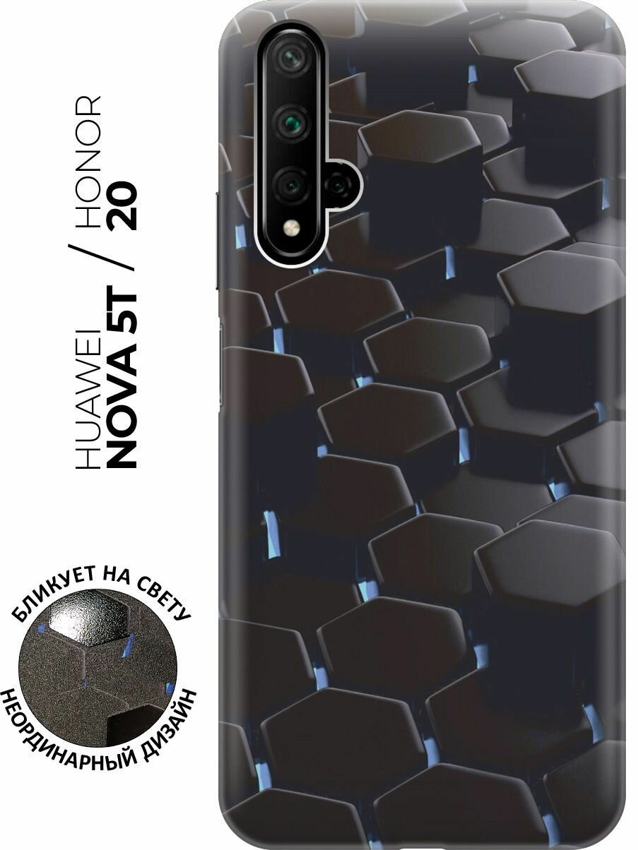 Силиконовый чехол Черные ромбы на Honor 20 / Huawei Nova 5T / Хонор 20 / Хуавей Нова 5Т с эффектом блика