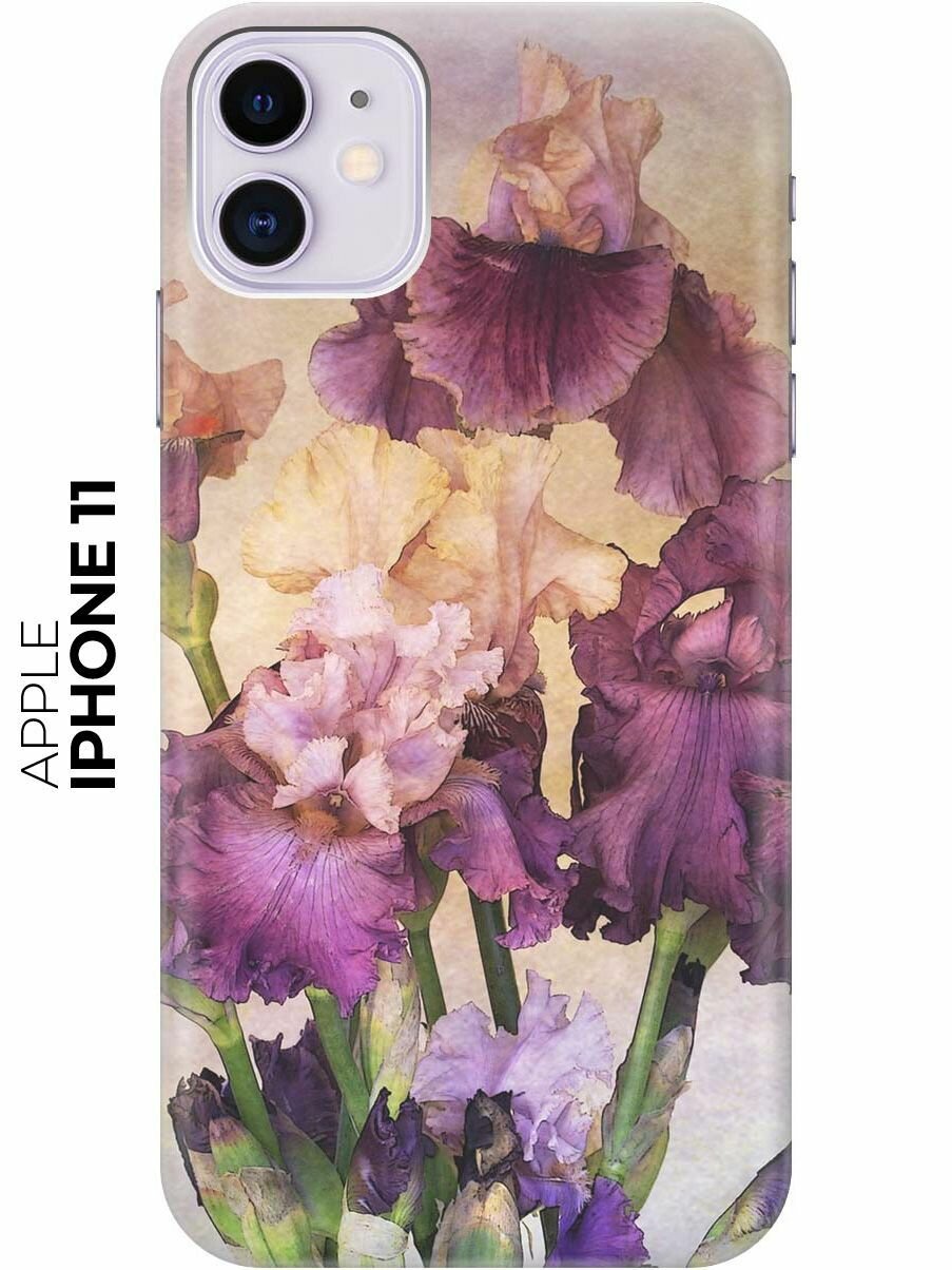 Силиконовый чехол на Apple iPhone 11 / Эпл Айфон 11 с рисунком "Фиолетовые цветы"