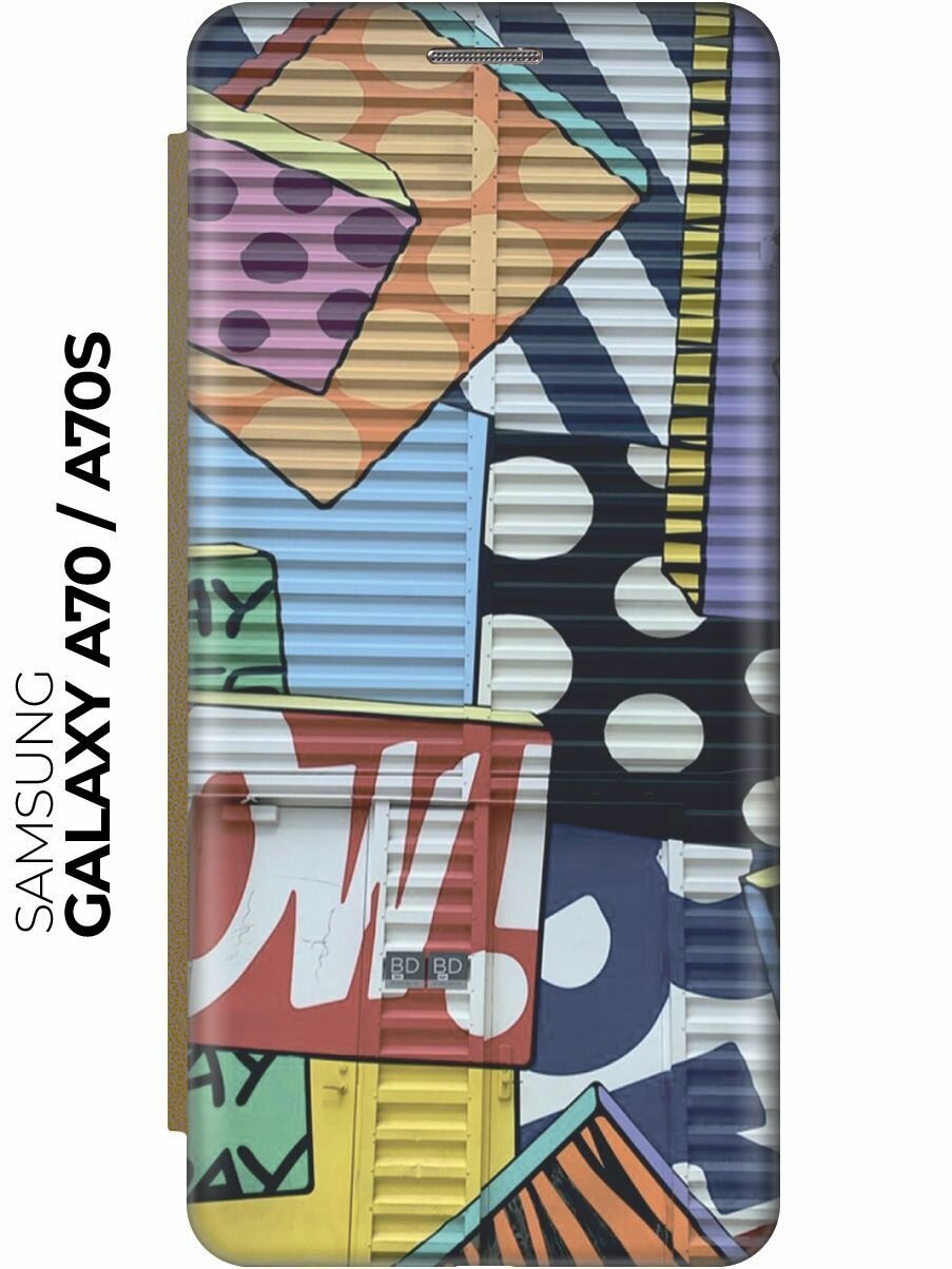 Чехол-книжка Граффити на вагоне на Samsung Galaxy A70 / A70s / Самсунг А70 / А70с золотой