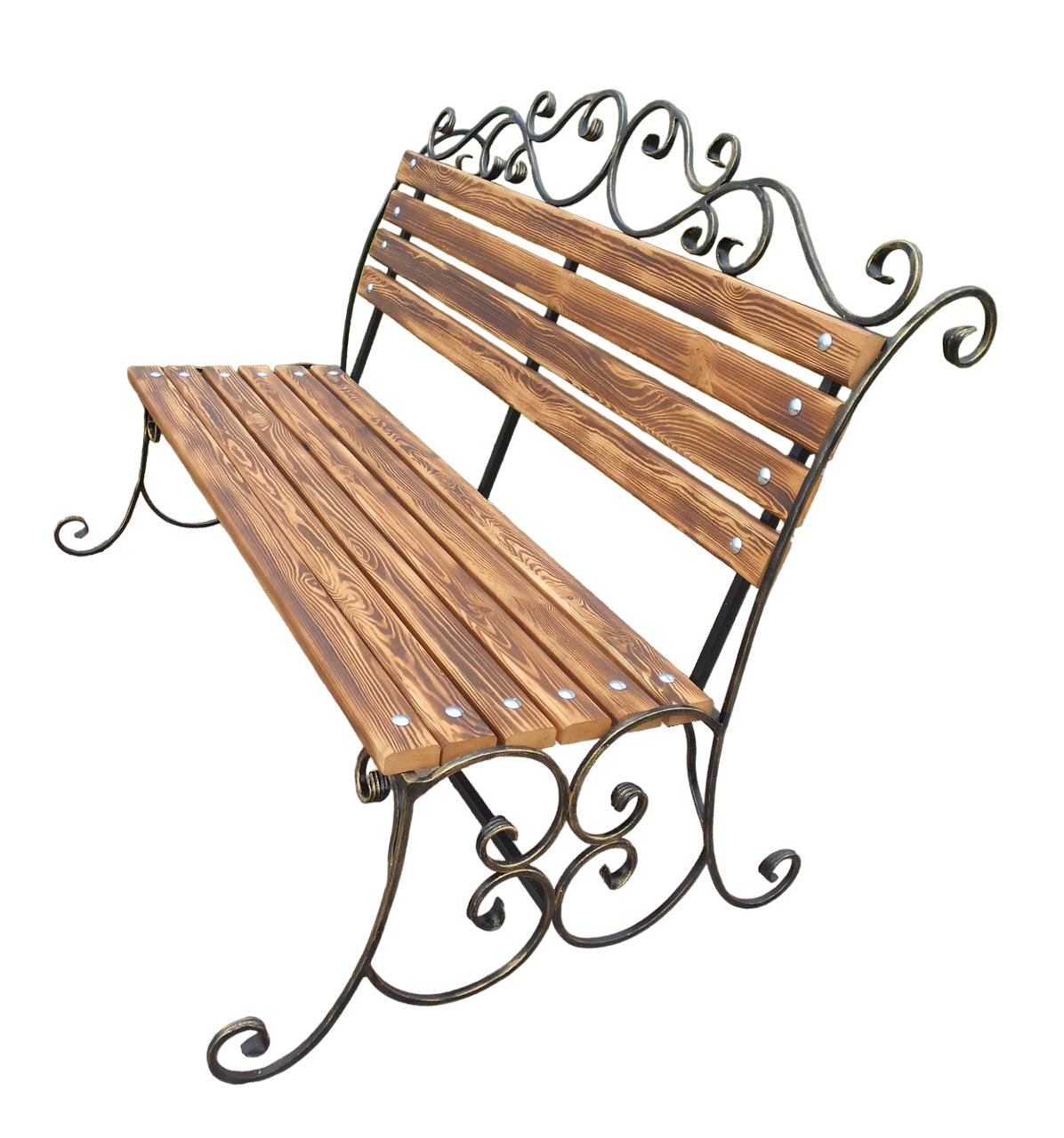 Кованая скамейка садовая, металлическая скамья, лавочка для дачи МА-17