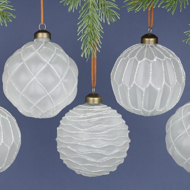 Елочные шары Альстен 10 см, 6 шт морозный белый, стекло, Winter Deco, 19039-23039-10
