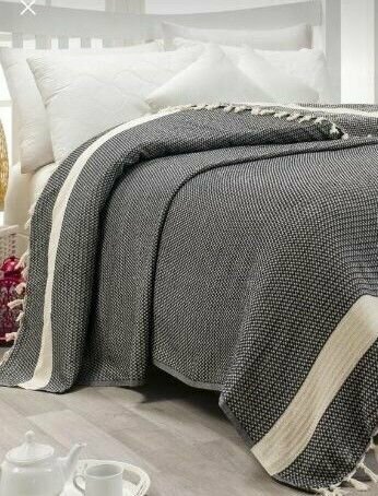 Плед Евро 200х220 Турция ALISA хлопок, черный