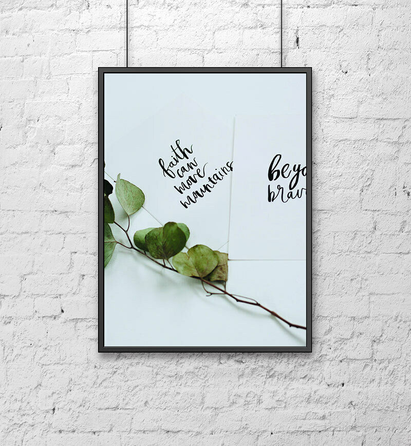 Постер для интерьера на стену (30х40 см). Натюрморт открытки и веточка эвкалипта / постеры картины для интерьера, постеры для интерьера, постер на стену, картина на стену, картина на кухню, плакат, декор и интерьер