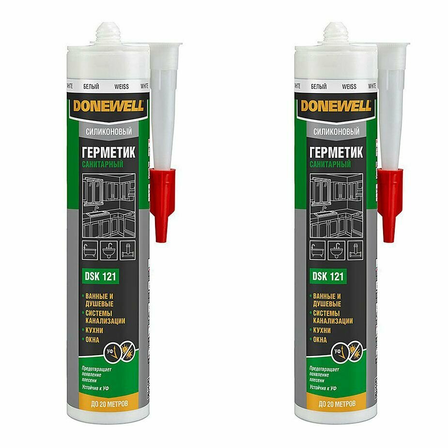 Герметик силиконовый санитарный DoneWell DSK-121 белый 260 мл (2 шт.)