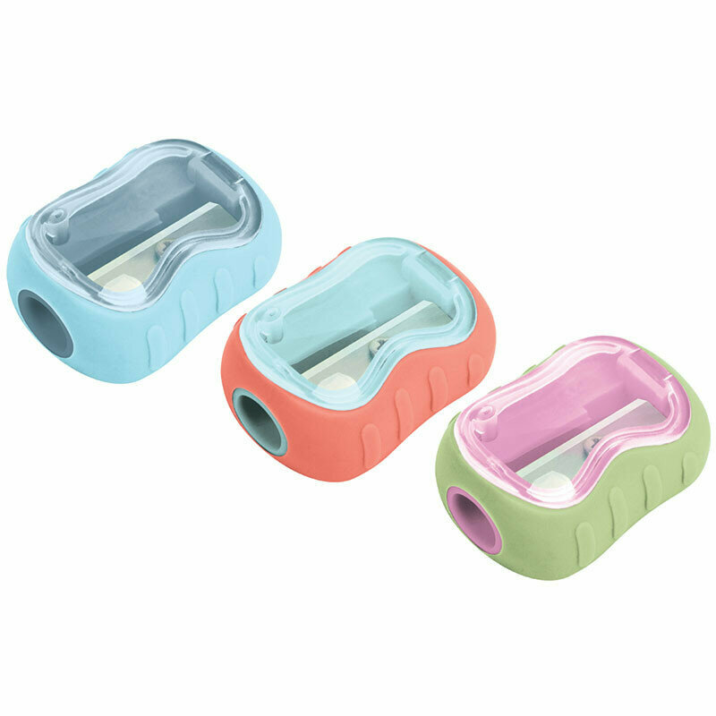 Точилка пластиковая Berlingo "Soft" 1 отверстие, контейнер, ассорти, туба, 24 штук, 320758