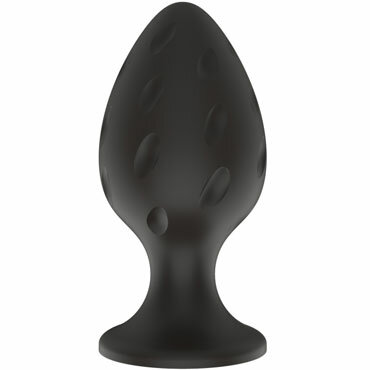 White Label Силиконовая анальная пробка Капли M, черная С широким ограничителем