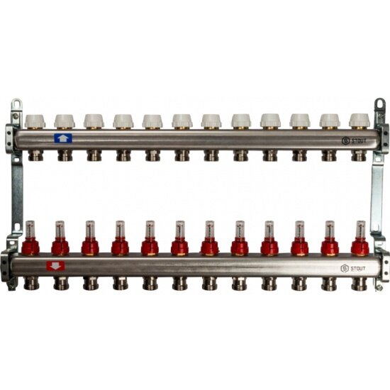 Коллектор Stout SMS 0917 000012 с расходомерами 12 вых.