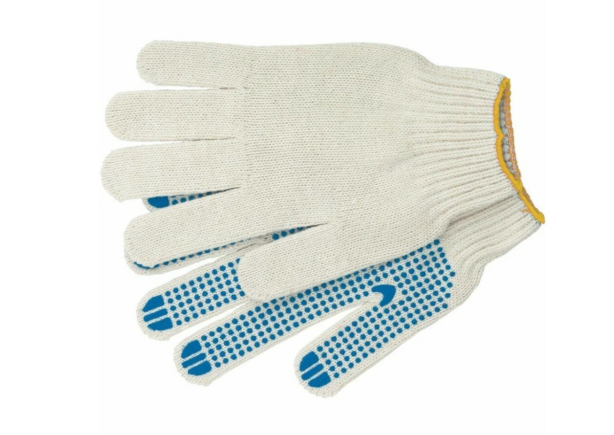 Перчатки рабочие ХБ (100% хлопок) "Альянс производителей" эконом с покрытием ПВХ белые 20 ПАР В упаковке