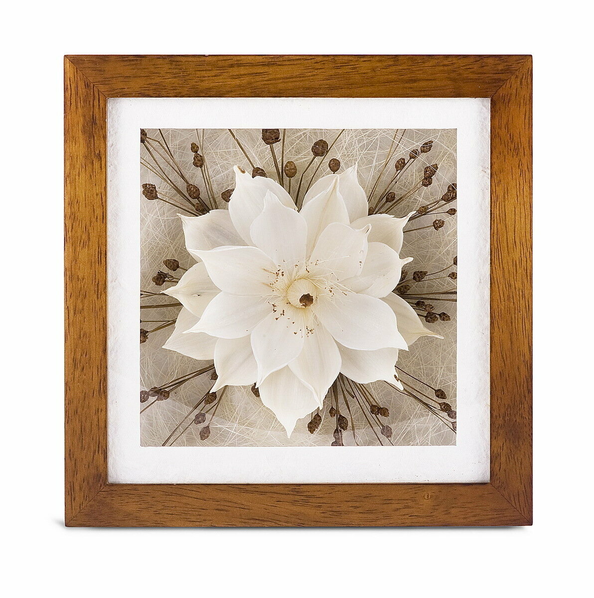Панно настенное цветы из сухоцветов в деревянной рамке со стеклом