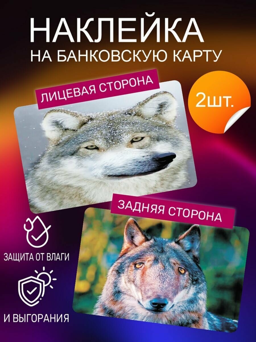 Наклейка на карту - с волком Наклейки Волк зверь хищник