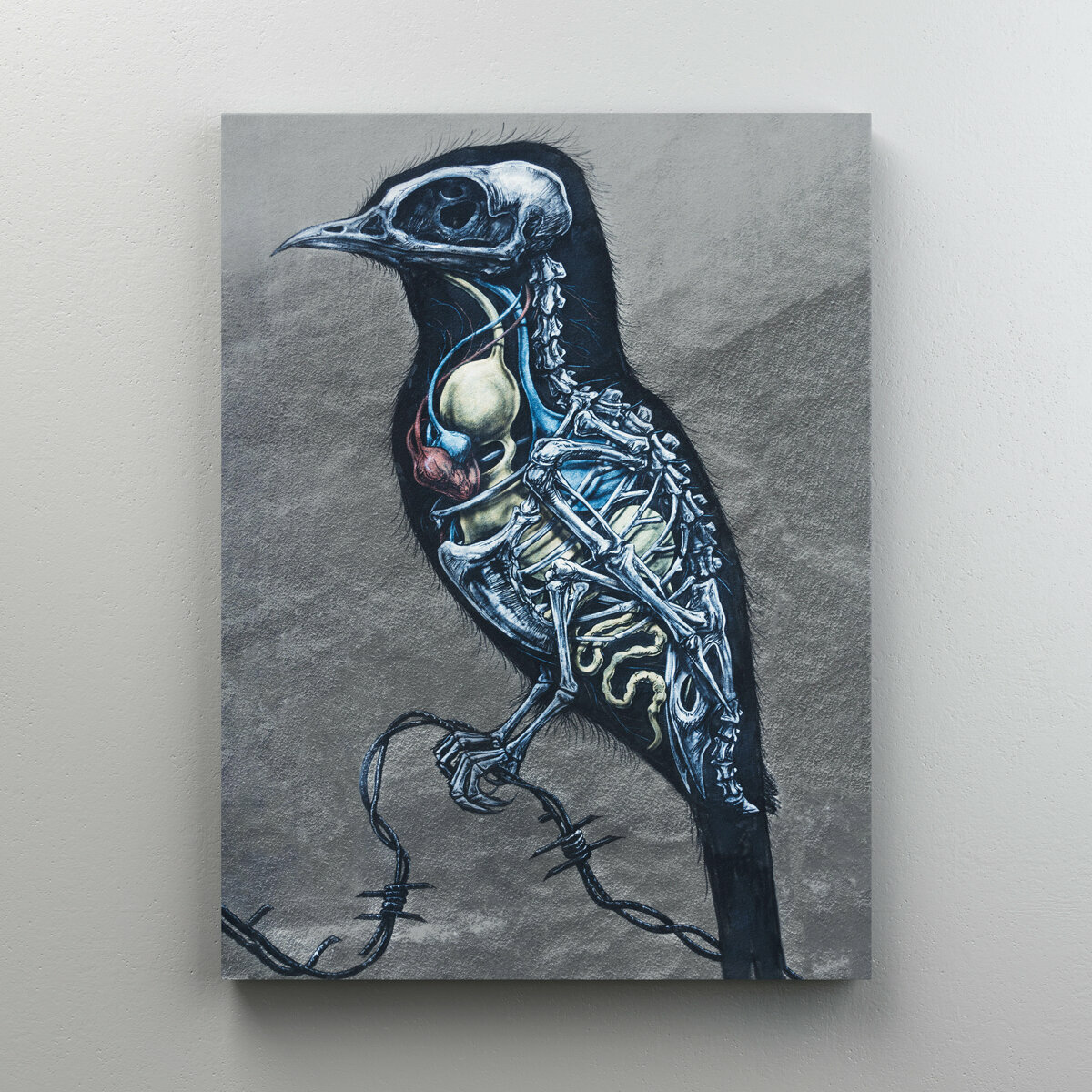 Интерьерная картина на холсте "Абстракция ворон" стрит арт, размер 30x40 см