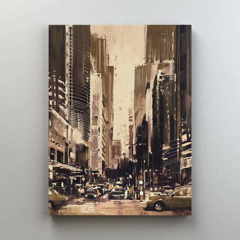 Интерьерная картина на холсте "Нью-Йорк в винтажном стиле" размер 45x60 см