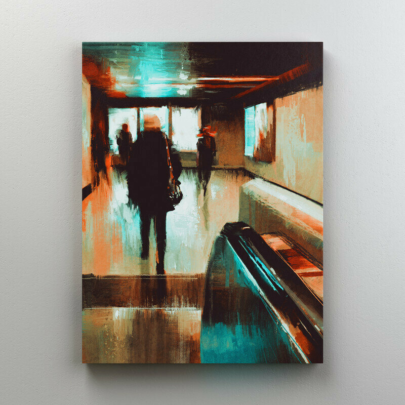 Интерьерная картина на холсте "Человек в метро" размер 30x40 см