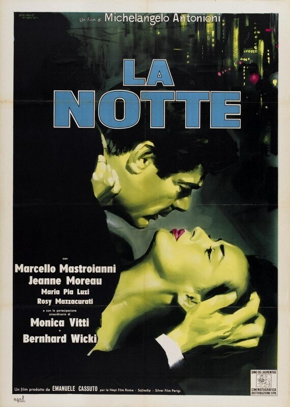 Плакат, постер Ночь (La notte), Микеланджело Антониони на бумаге, размер 21х30см