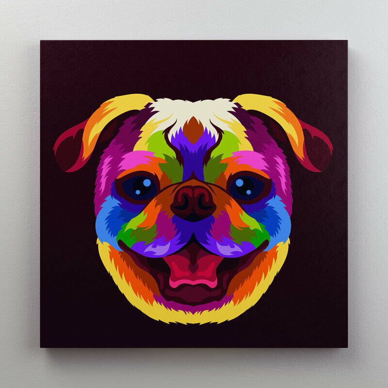 Интерьерная картина на холсте "Портрет в стиле поп-арт - Мопс" размер 60x60 см