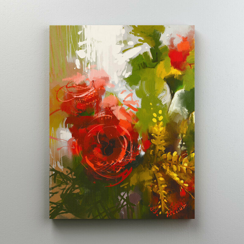 Интерьерная картина на холсте "масляная живопись букет роз" размер 30x40 см