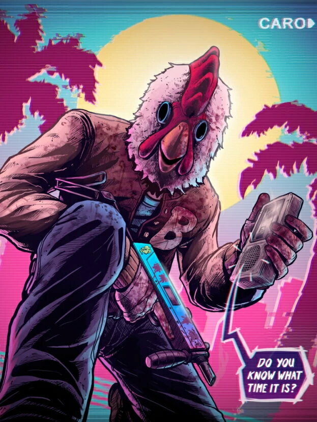 Плакат, постер Hotline Miami, Хотлайн Майами на холсте, размер 21х30см