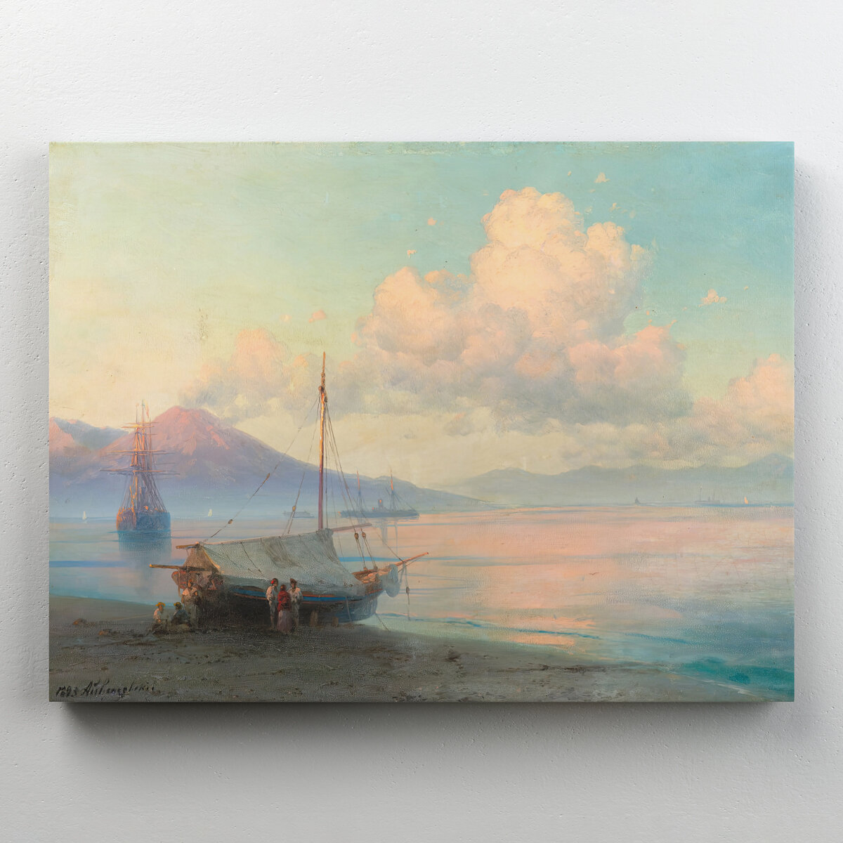 Интерьерная картина на холсте, репродукция "Неаполитанский залив утром - Иван Айвазовский" размер 60x45 см