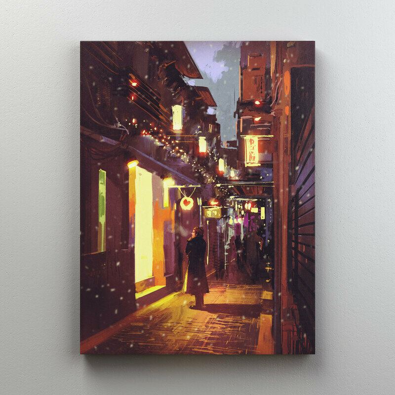 Интерьерная картина на холсте "Романтическая улица - арт" размер 45x60 см