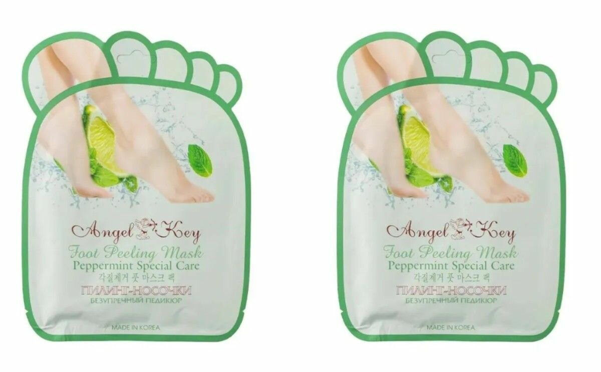 Angel Key Пилинг-носочки для ног с экстрактом мяты, 30 г 2 шт
