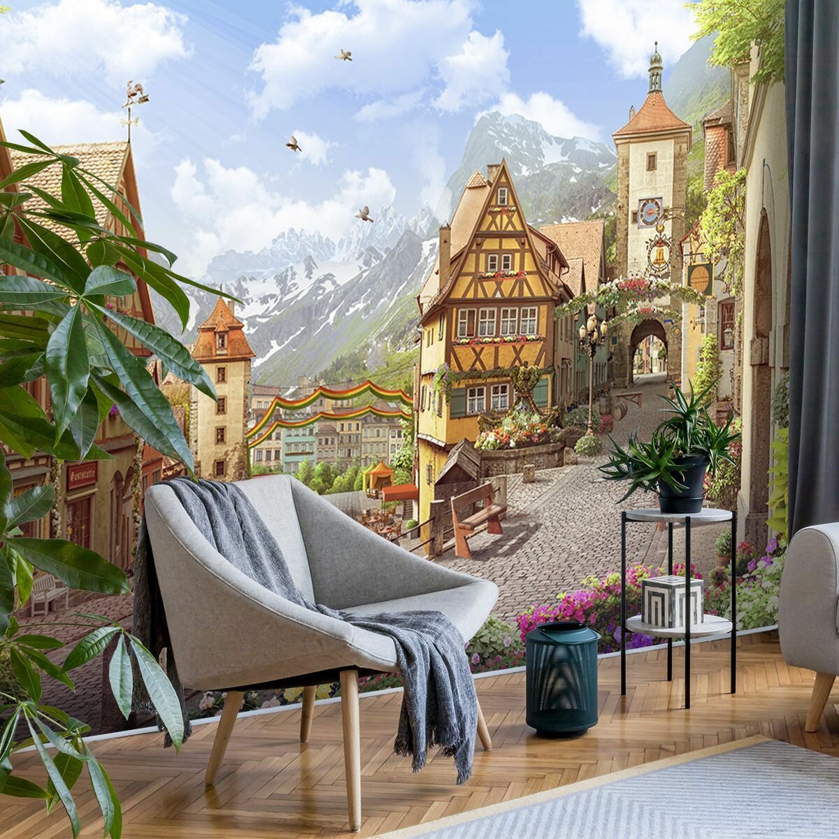 Фотообои на стену флизелиновые встык PHOTOSTENA Улица старого города 4,08 x 2,7 м 11,02 м2