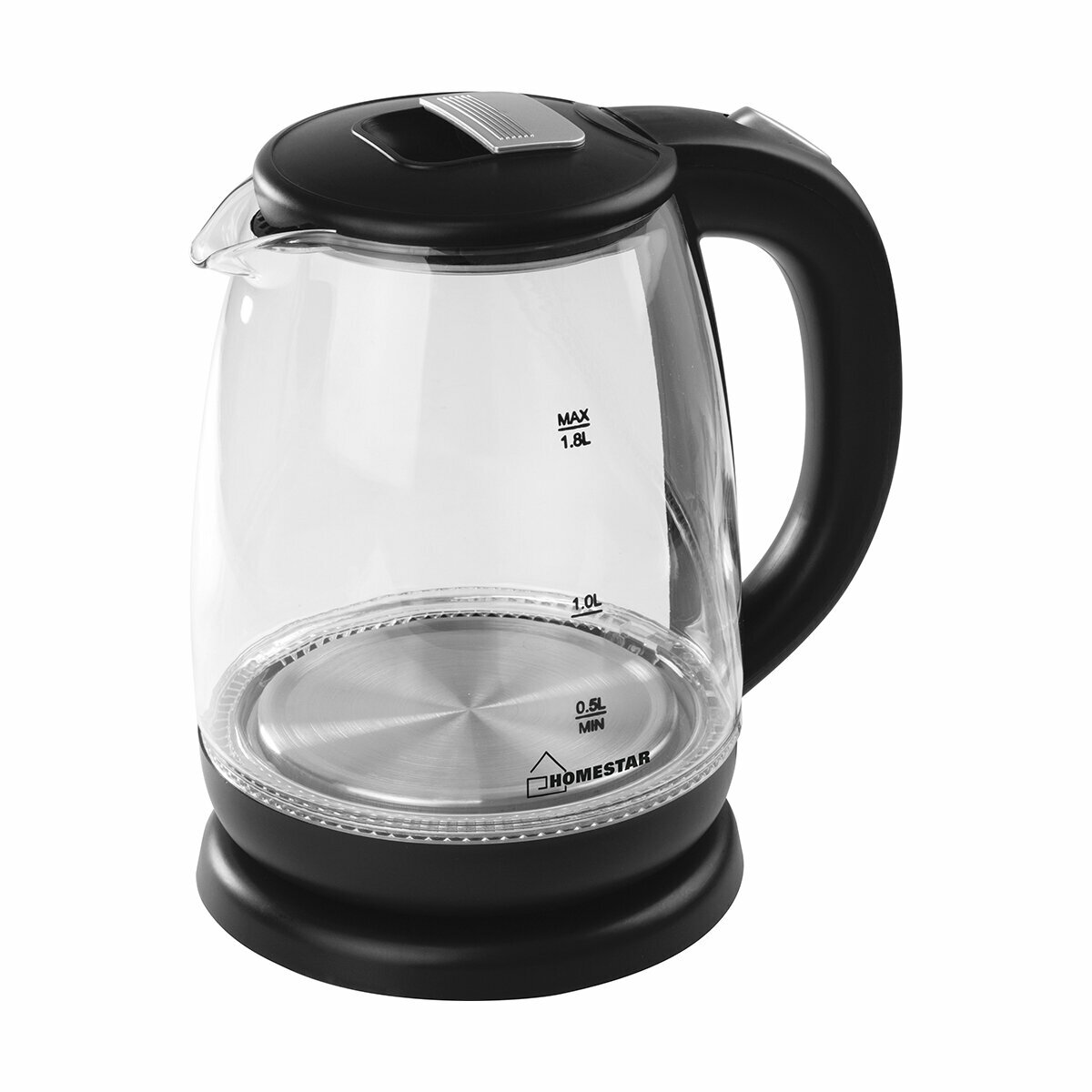 Чайник электрический Homestar HS-1018, 1,8 л, стекло, черный