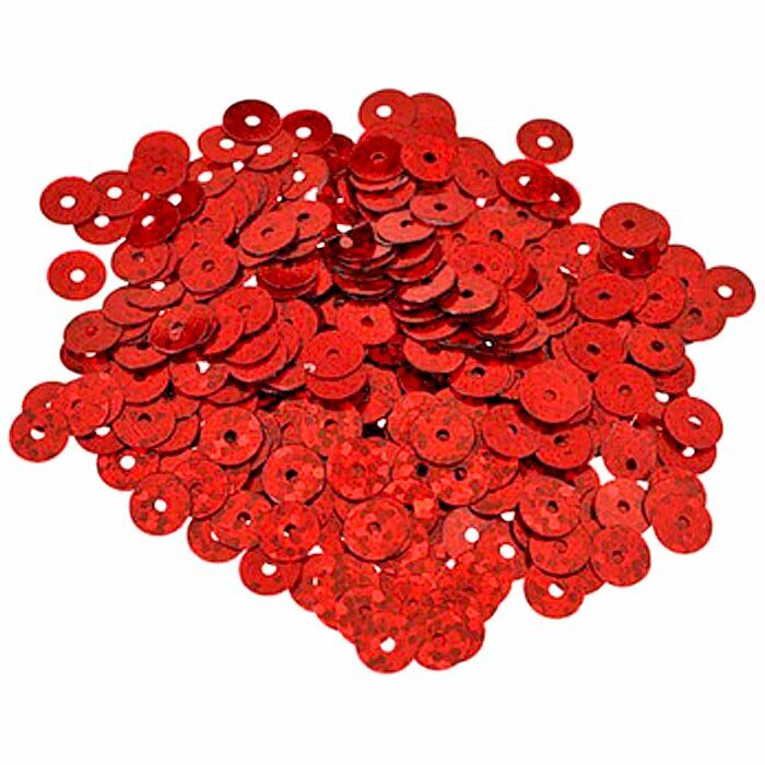 Пайетки плоские PL6-50103 красный голограмма 6 мм 10 г, цена за 1 уп.