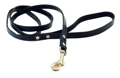 Поводок кожаный для собак двойной строченый черный 10 мм х 1,2 м ZooMaster (1 шт)